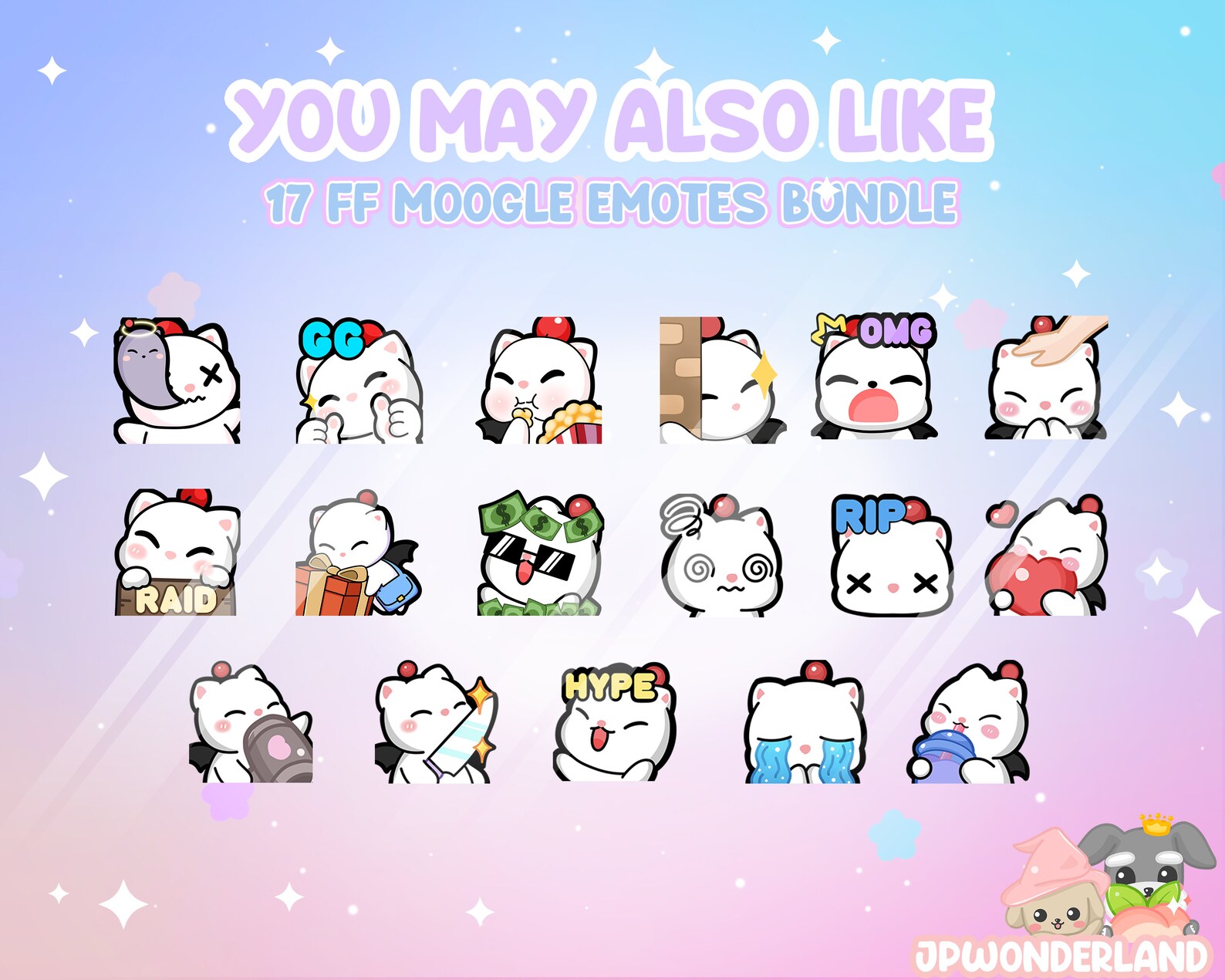 FF Moogle in Chocobo Costume Twitch Badges / Emotes / Stream Badges ...