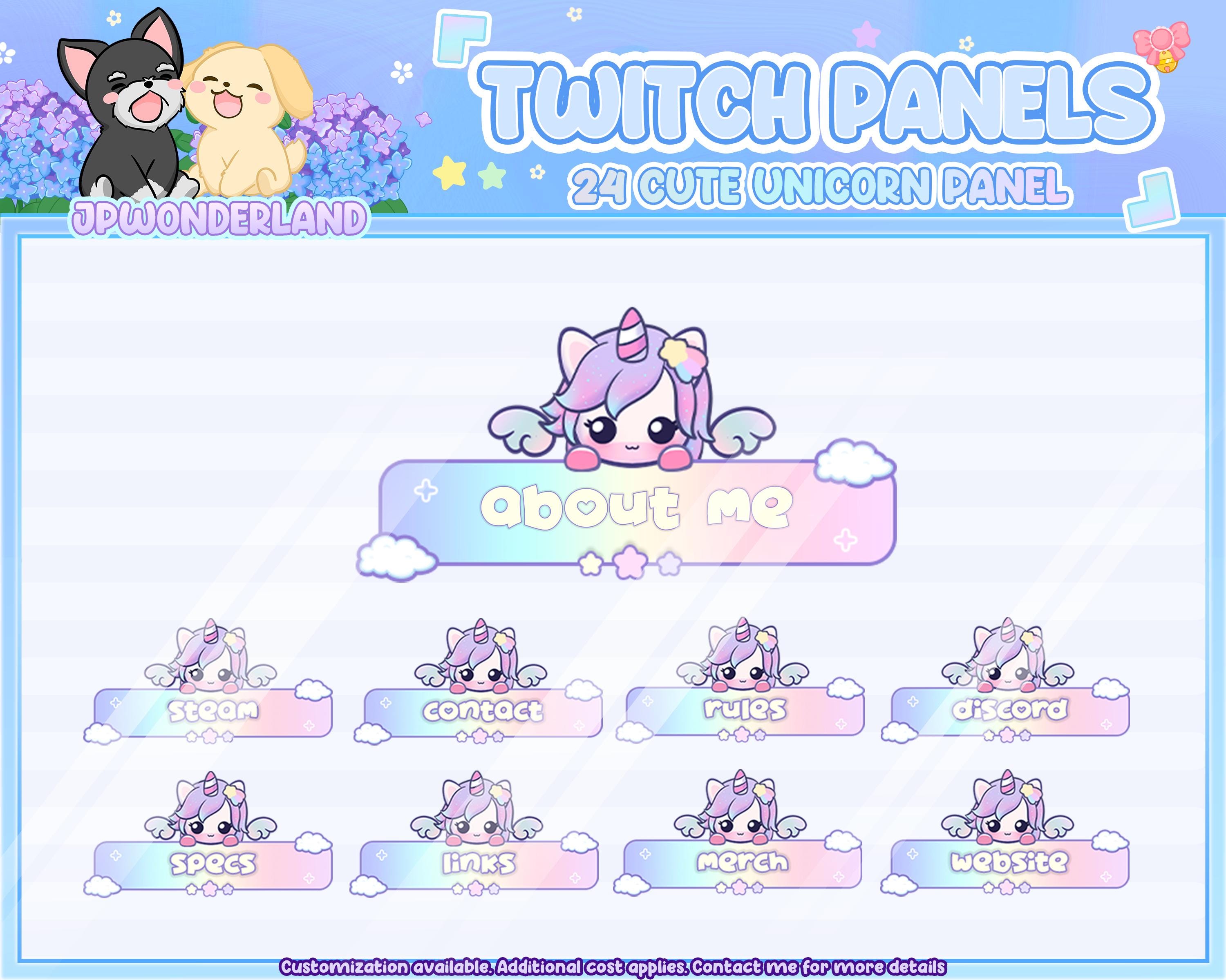 24 Cute Unicorn Twitch Panels / Stream Panel - Etsy