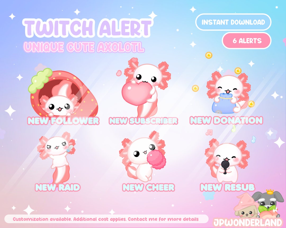 Animated Unique Twitch Alert Bundle - Cute Axolotl Twitch Alerts - Etsy