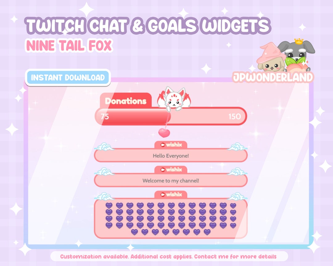 Cute Animated Twitch Goals & Chat Widgets - Nine Tail Fox - Donation ...