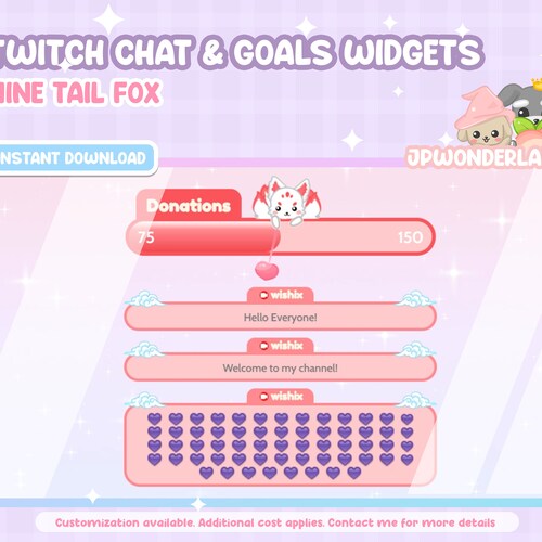 Cute Animated Twitch Goals & Chat Widgets Nine Tail Fox - Etsy