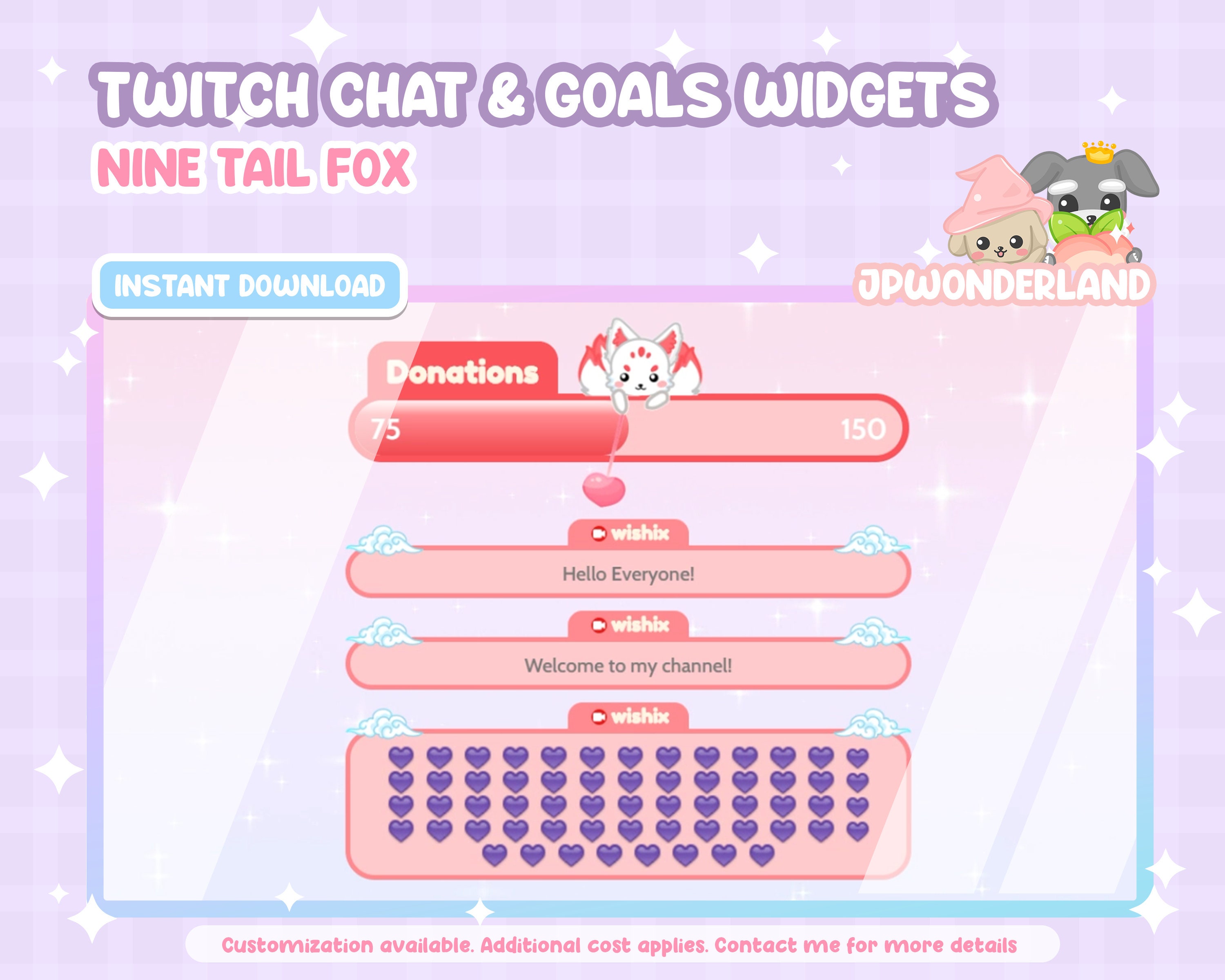 Cute Animated Twitch Goals & Chat Widgets Nine Tail Fox - Etsy