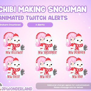 Animated Twitch Alerts Chibi Making Snowman With Kitty - Etsy