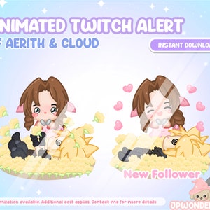 Animated Twitch New Follower Alert - FF7 Cloud & Aerith/ FF7 Kawaii ...