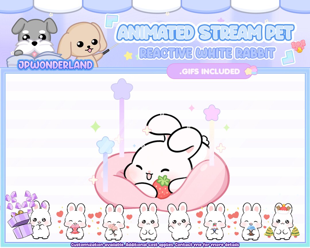 Cute Animated Rabbit White Stream Pet, Reacts to Commands and Alerts ...
