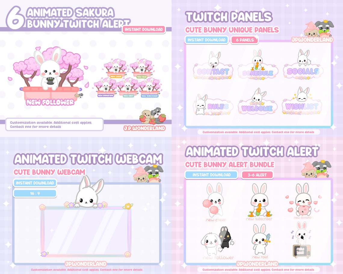 Animated Bunny Twitch Alerts Bundle - Unique Rabbit Series - Etsy
