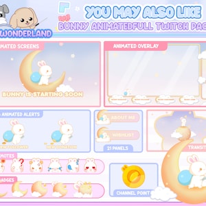 Custom Twitch Banner - Cute Bunny on the Moon Twitch Banner - Kawaii ...