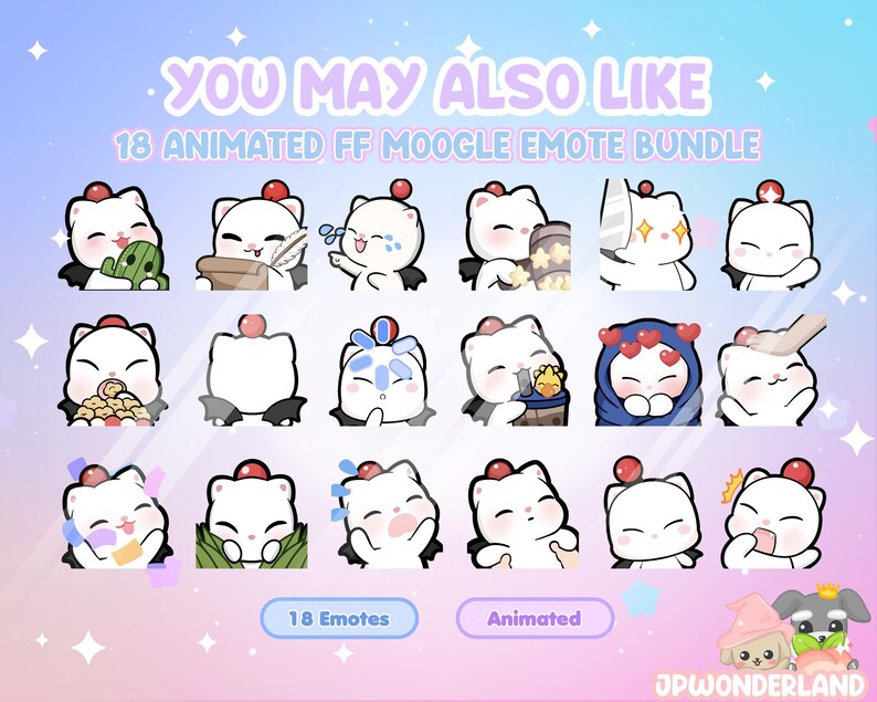 Animated FF Moogle Twitch Emote - Cheer/confetti / Twitch Overlay ...