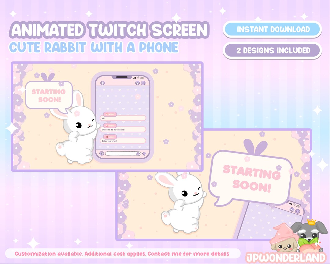 Animated Rabbit Twitch Screens / Starting Soon / Be Right Back / Thanks ...