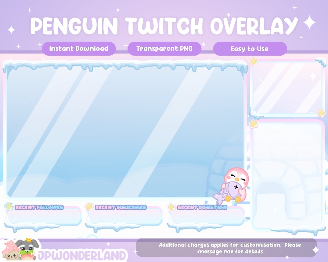 Cute Penguin Snowy Twitch Overlay Compatible With Streamlabs / Obs ...