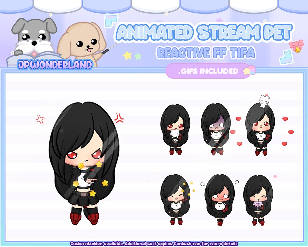 Animated Chibi Tifa Stream Pet, Reacts to Commands and Alerts Digital ...