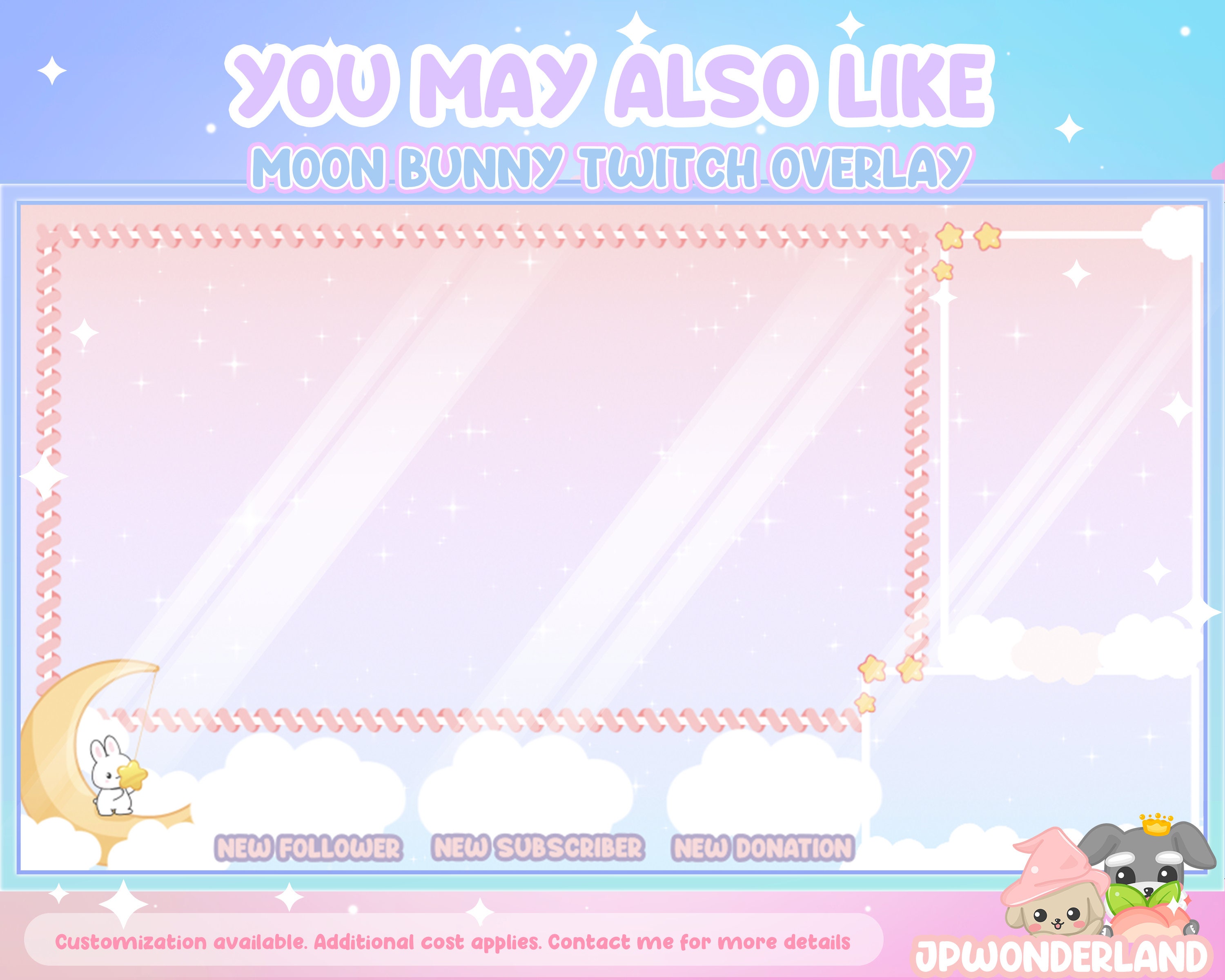 Animated Twitch Overlay - Kitty on the Moon - Jpwonderland - Etsy