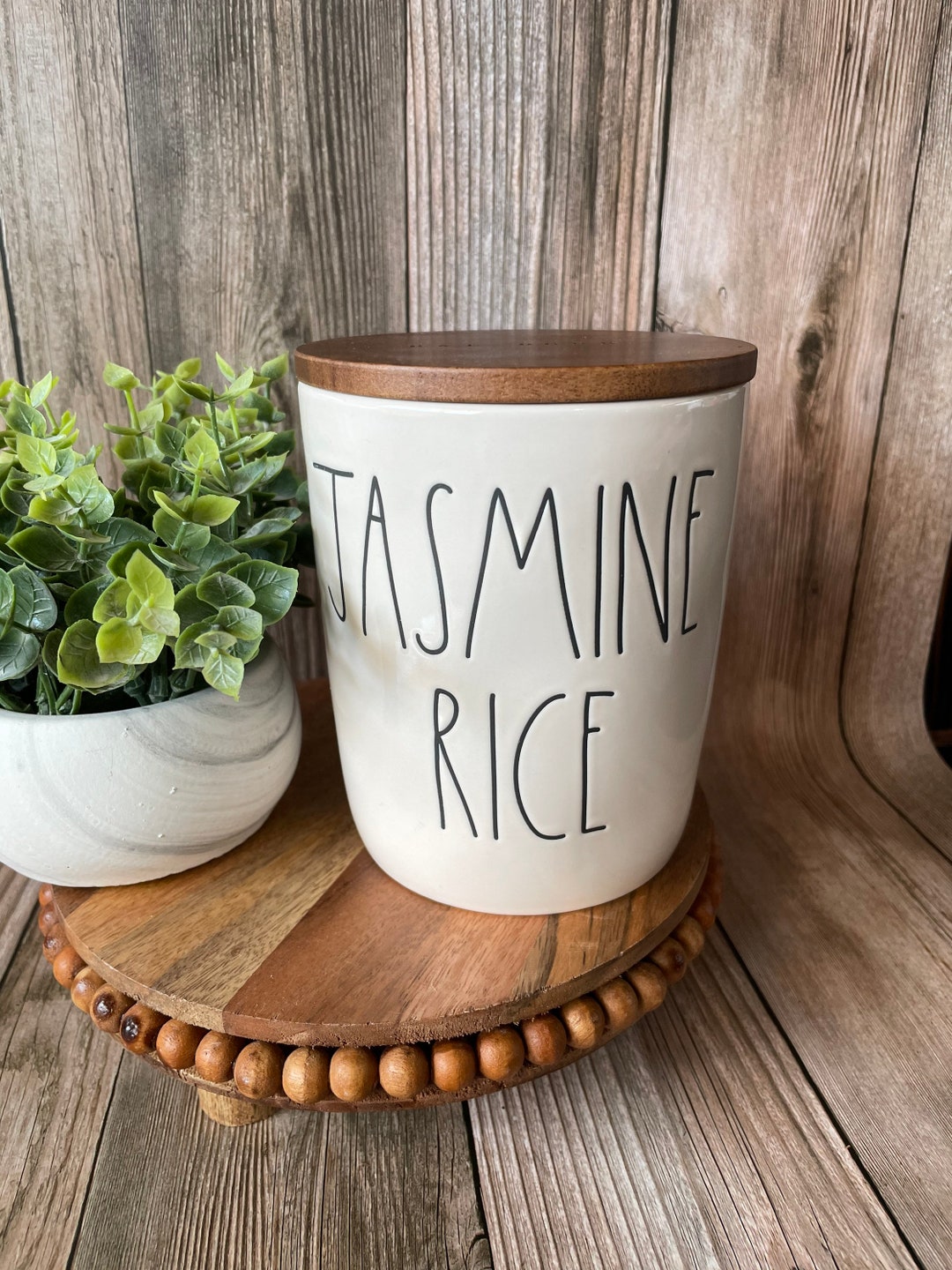 Ceramic Jasmine Rice Canister Ceramic Rice Cellar Ceramic Jar Farmhouse ...