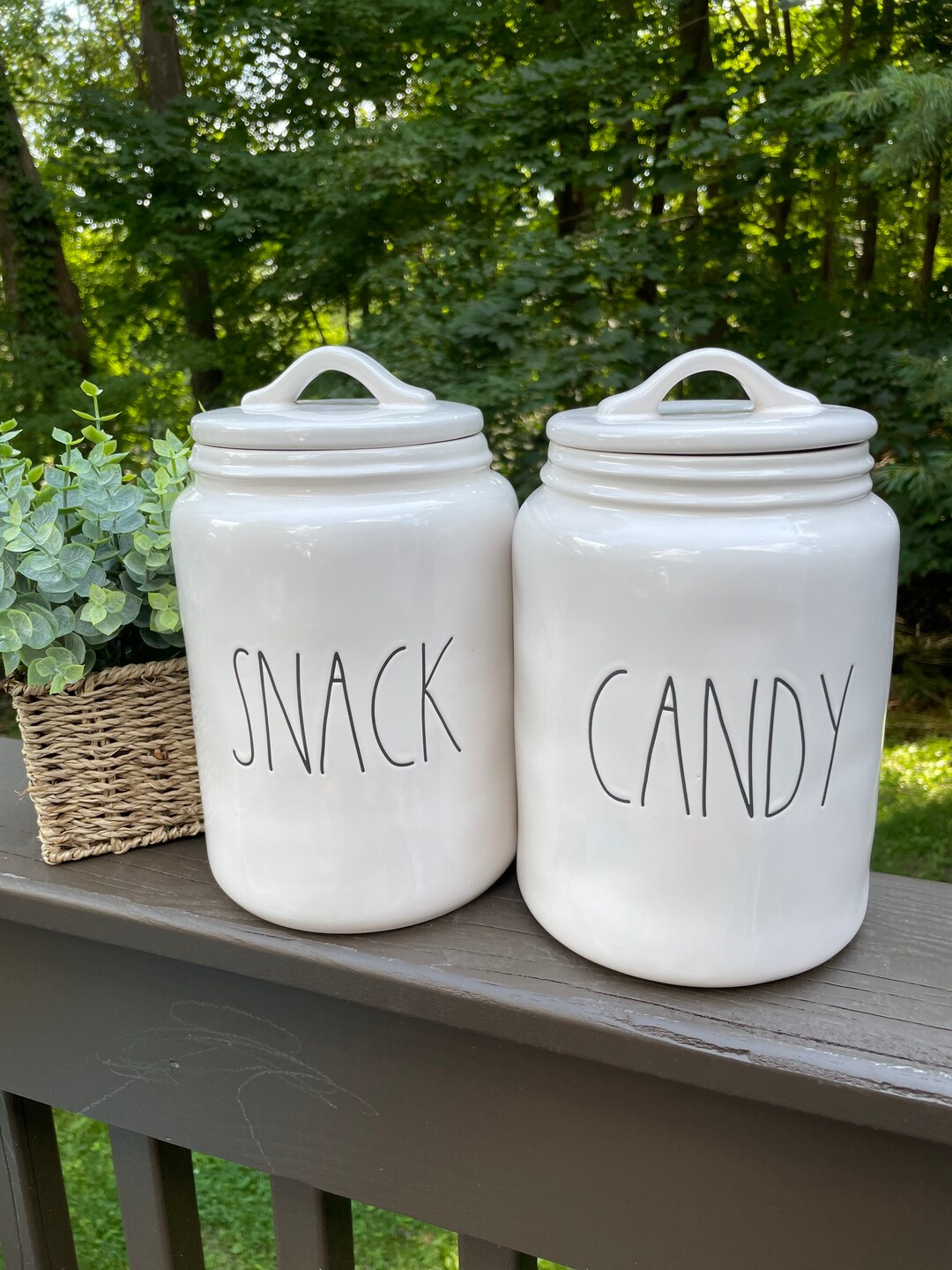Farm House Candy Canister - SNACK Canister - Ceramic - Flat Lid ...