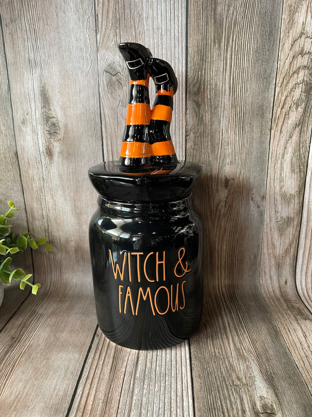 Halloween Canister - Witch and Famous - Witch Feet Topper Lid ...