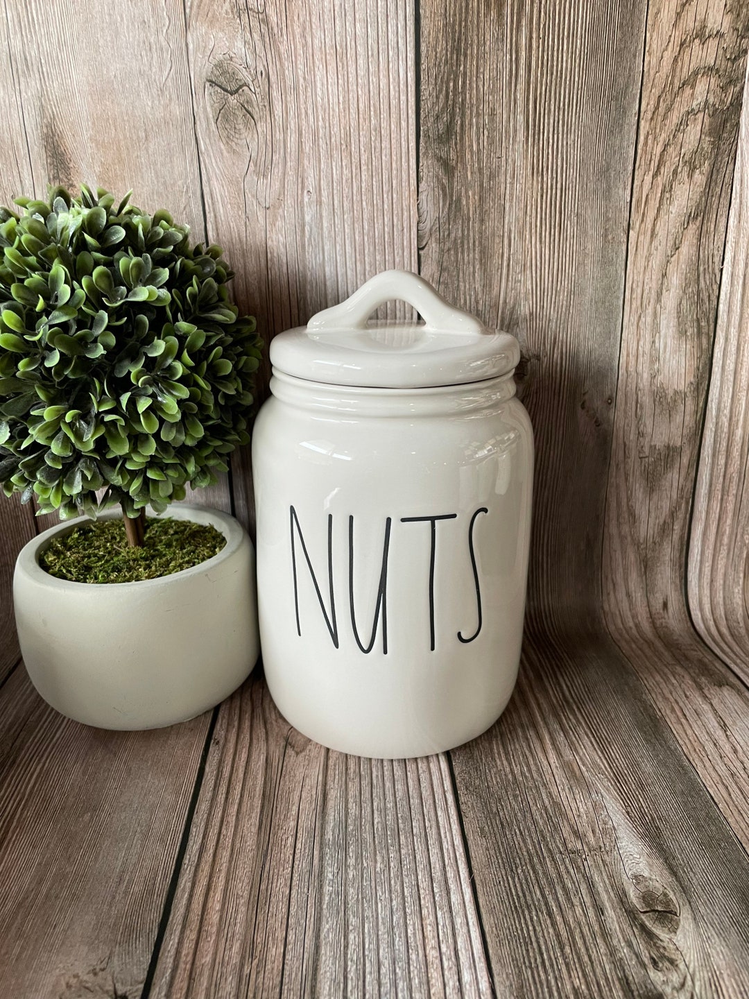 Farm House Nuts Canister - Nuts Storage Jar - Ceramic - Farmhouse Style ...