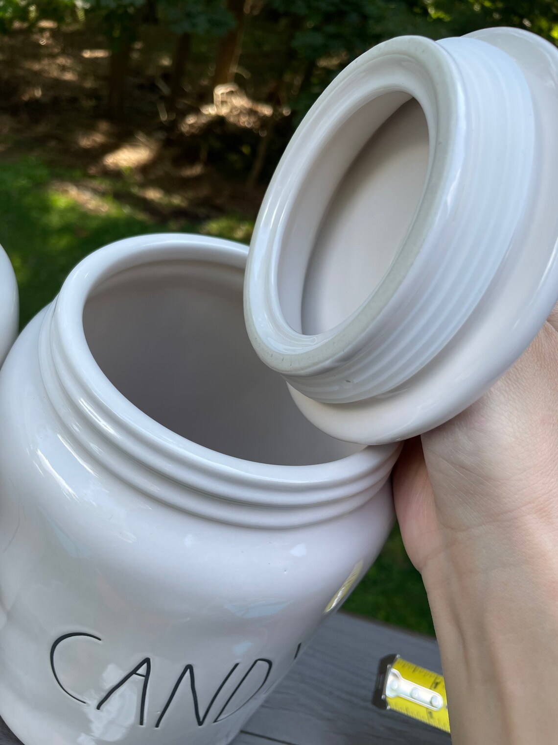 Farm House Candy Canister SNACK Canister Ceramic Flat - Etsy