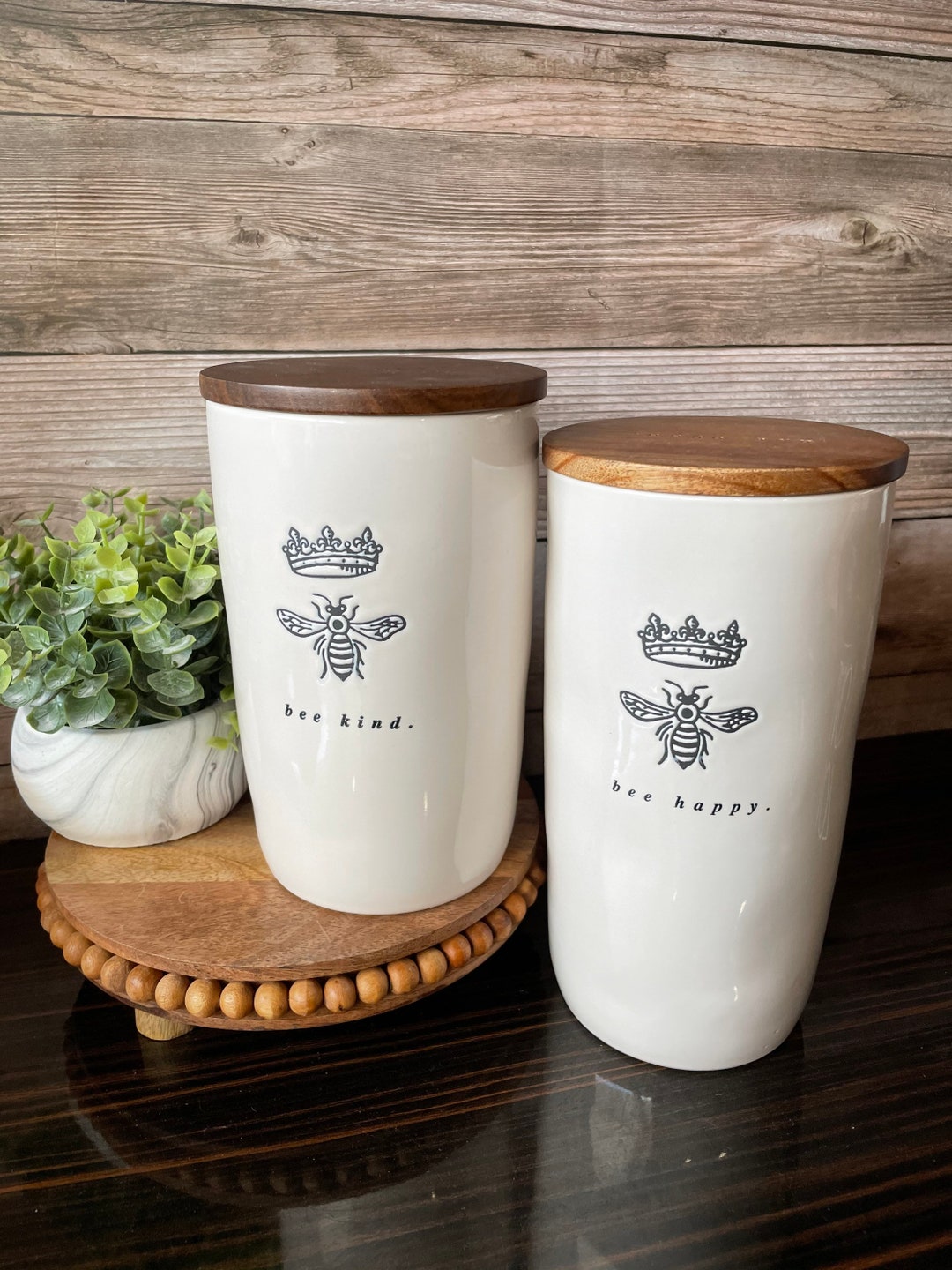 Farmhouse Style Bee Happy / Bee Kind Canister - Sugar Canister - Cookie ...