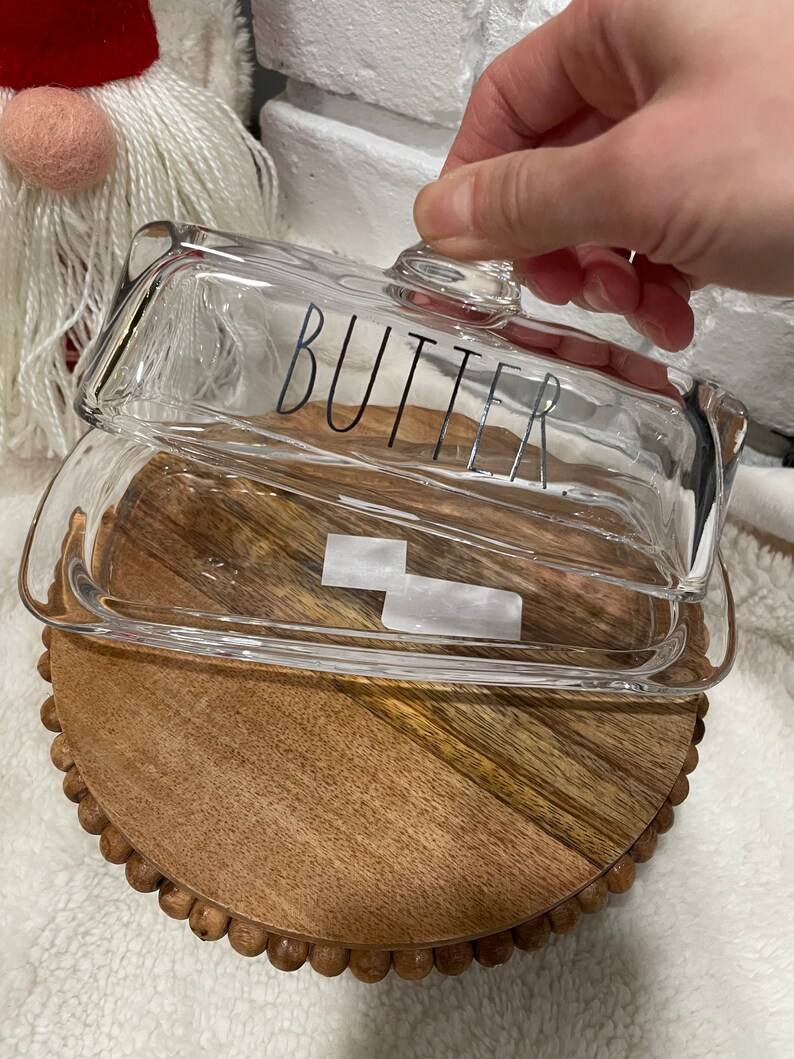 Farm House Butter Dish “butter” - Farmhouse Decor - Glassware - Etsy