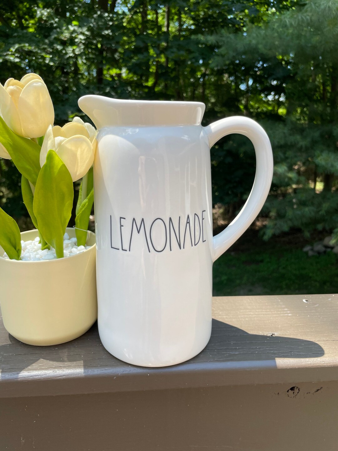 Farm House Lemonade Pitcher - White Ceramic Pitcher - Farmhouse Style ...