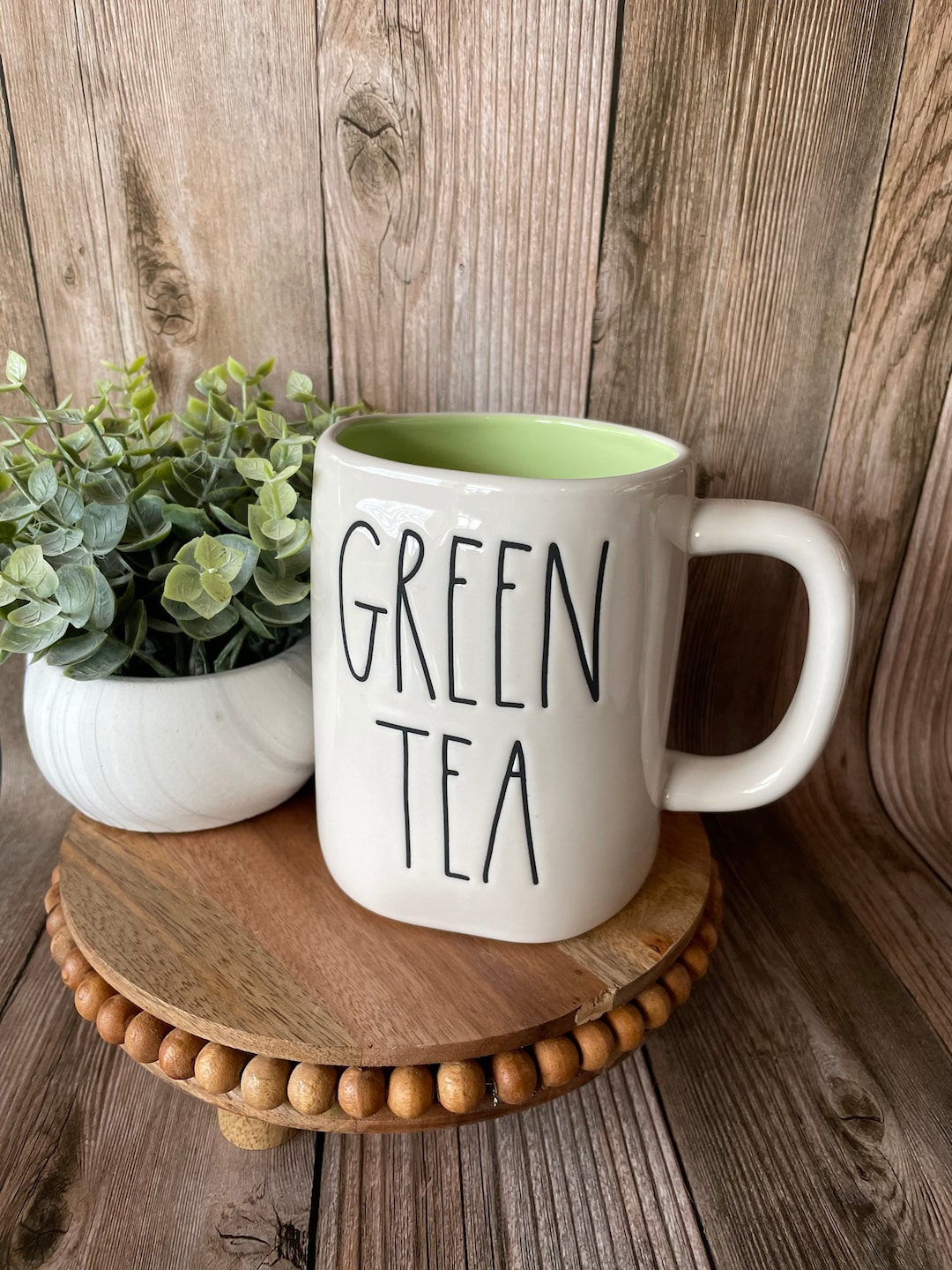 Farm House Green Tea Mug - White Mug With Green Interior - Ceramic Mug ...