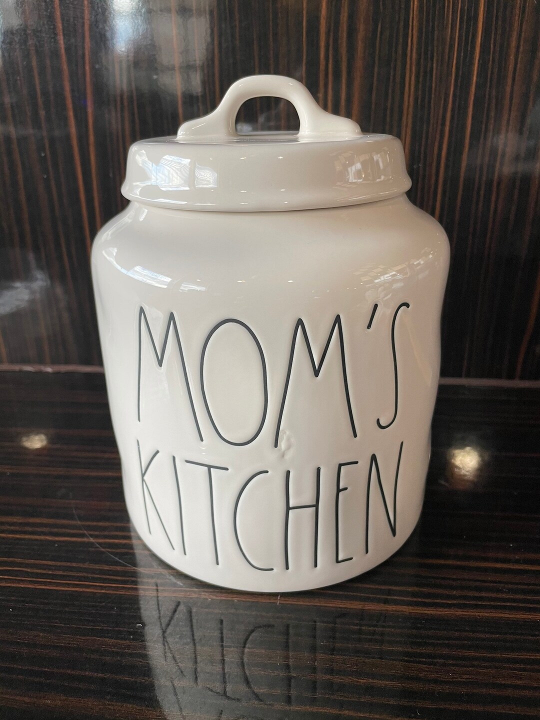Farm House Cookies Jar MOMS KITCHEN Canister With Lid Ceramic Large ...