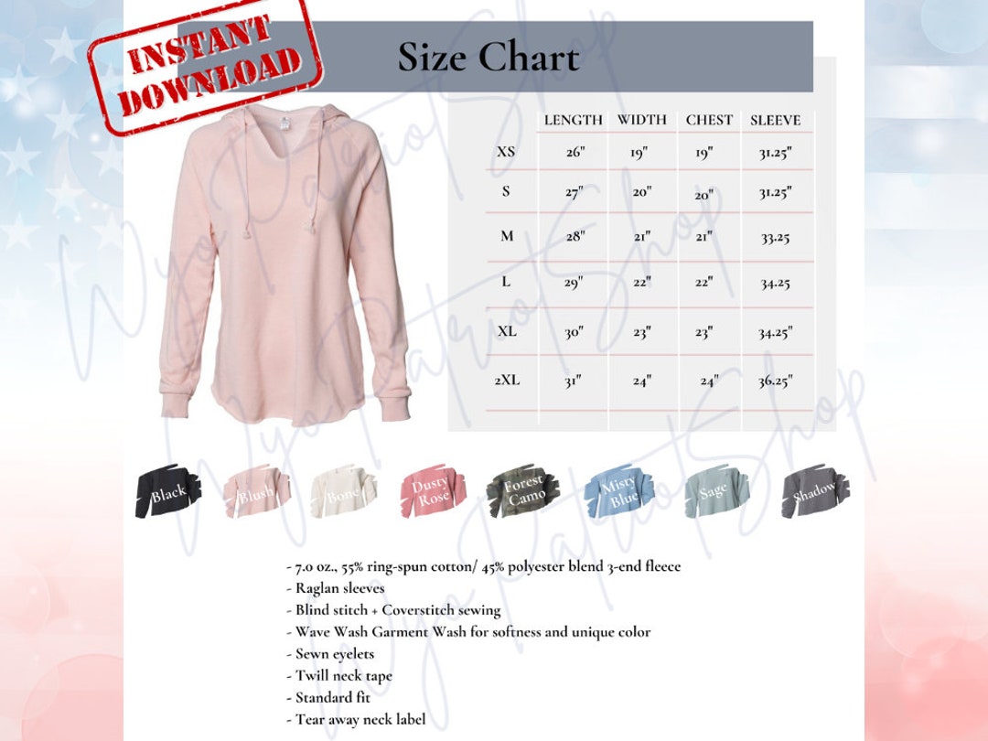 PRM2500 Independent Size Chart - Etsy