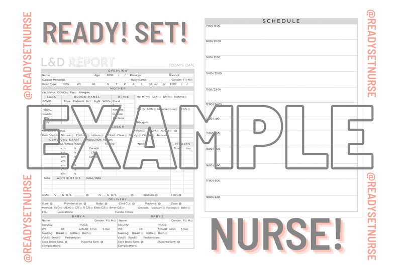 L&D Nurse Report Sheet Bundle, 4 Colors, Nurse Brain Sheet, RN Nursing ...