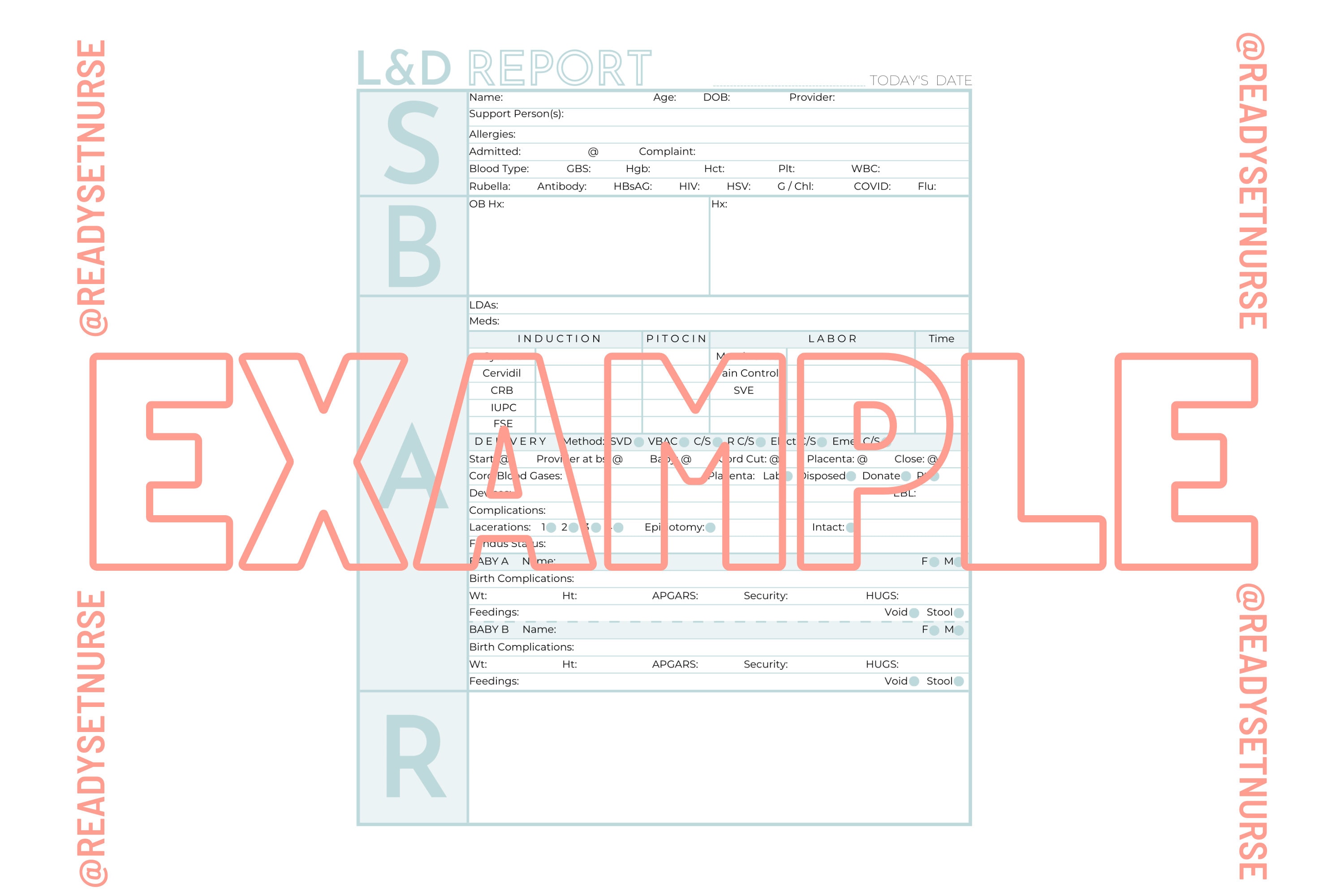 L&D Nurse SBAR Sheet Bundle, 4 Colors, Nurse Brain Sheet, Report Sheet ...