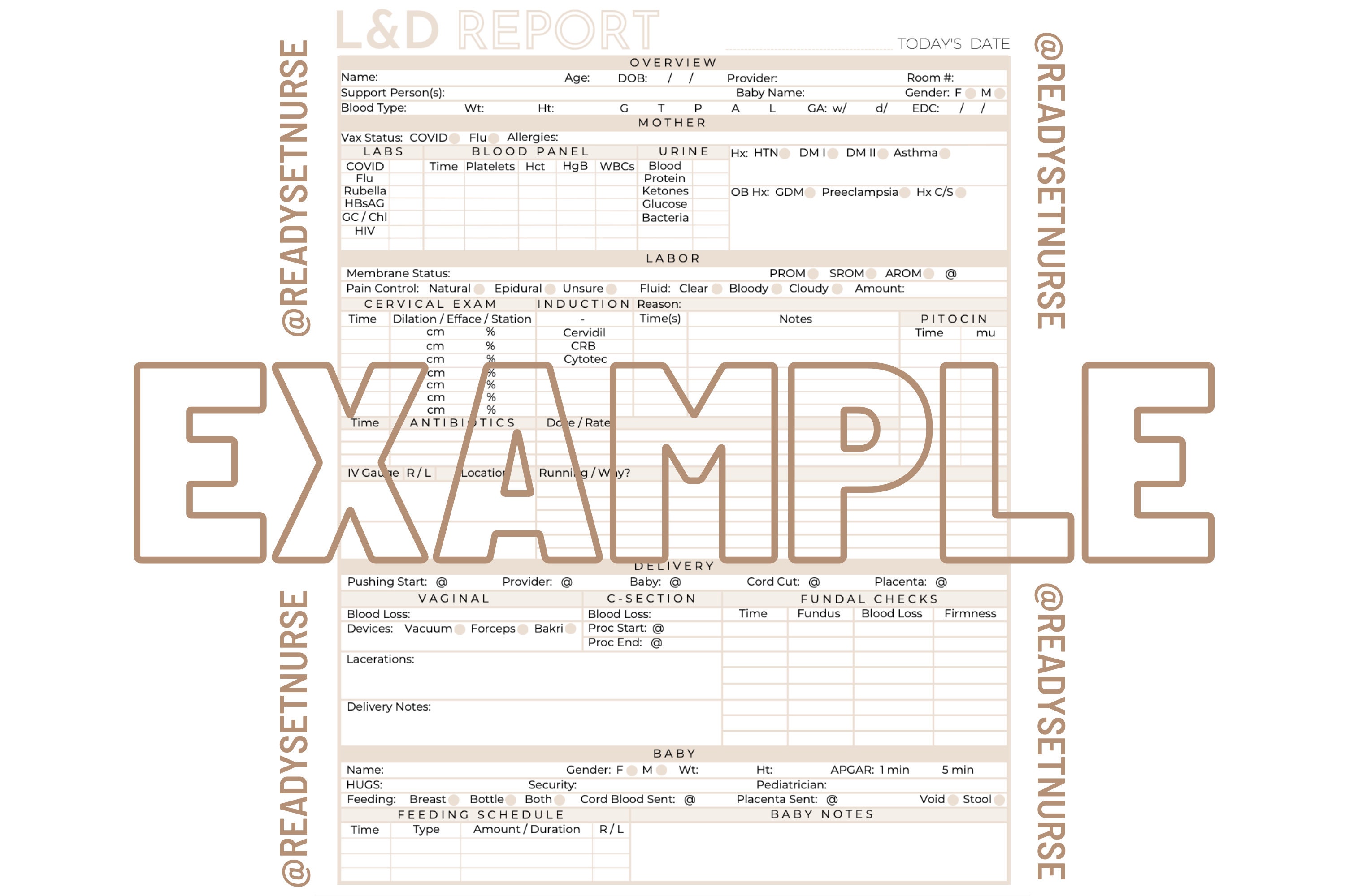 L&D Nurse Report Sheet Bundle 4 Colors Nurse Brain Sheet RN - Etsy ...