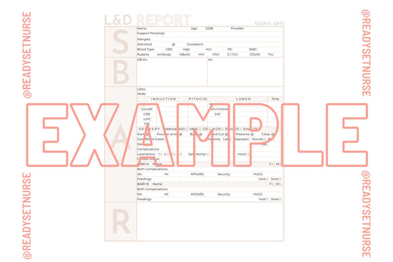 L&D Nurse SBAR Sheet Bundle, 4 Colors, Nurse Brain Sheet, Report Sheet ...