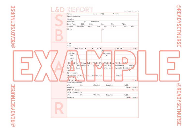 L&D Nurse SBAR Sheet Bundle, 4 Colors, Nurse Brain Sheet, Report Sheet ...