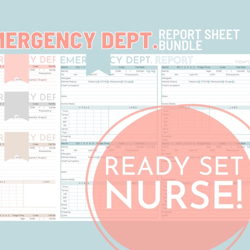 Emergency Department Nurse Report Sheet Bundle 4 Colors - Etsy