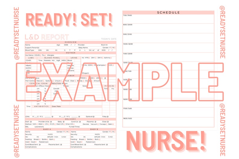 L&D Nurse Report Sheet Bundle, 4 Colors, Nurse Brain Sheet, RN Nursing ...