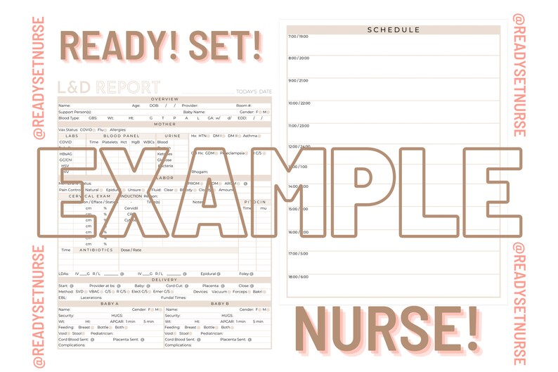 L&D Nurse Report Sheet Bundle, 4 Colors, Nurse Brain Sheet, RN Nursing ...
