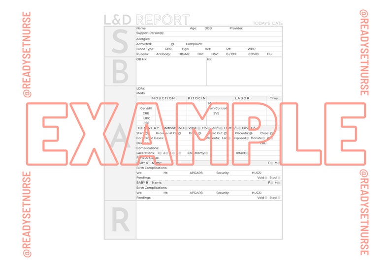 L&D Nurse SBAR Sheet Bundle, 4 Colors, Nurse Brain Sheet, Report Sheet ...
