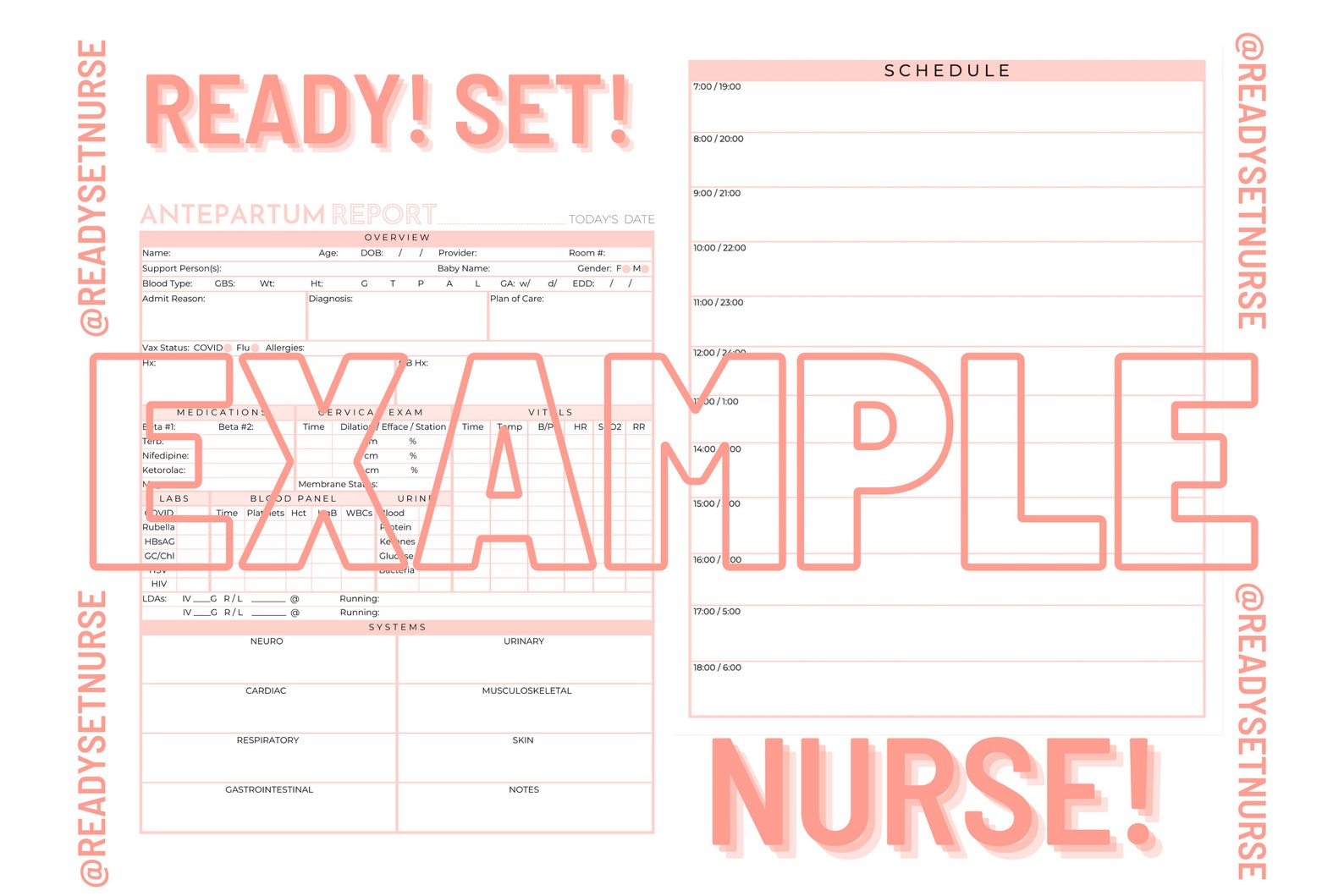 Antepartum Nurse Report Sheet Bundle, 4 Colors, Nurse Brain Sheet, RN ...
