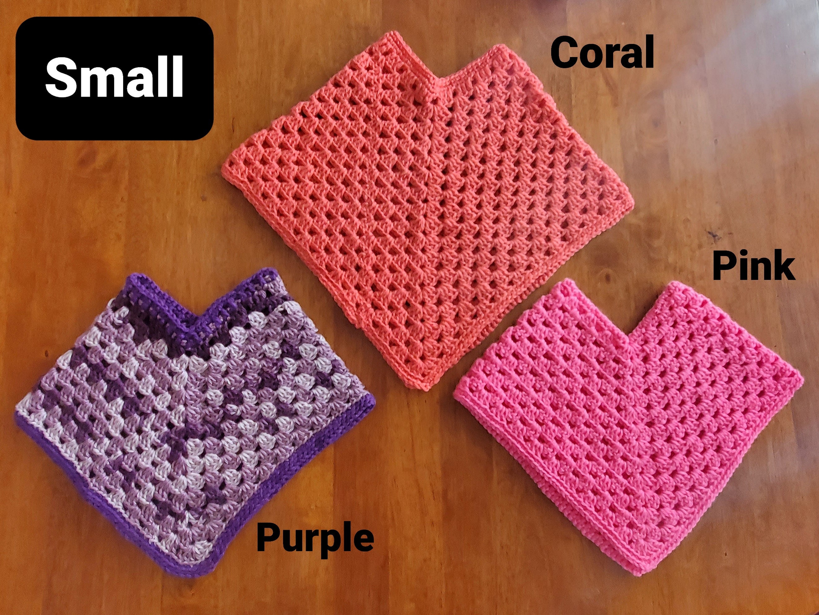 Kids Crochet Ponchos - MULTIPLE COLORS AVAILABLE - Refer to Sizing Info ...