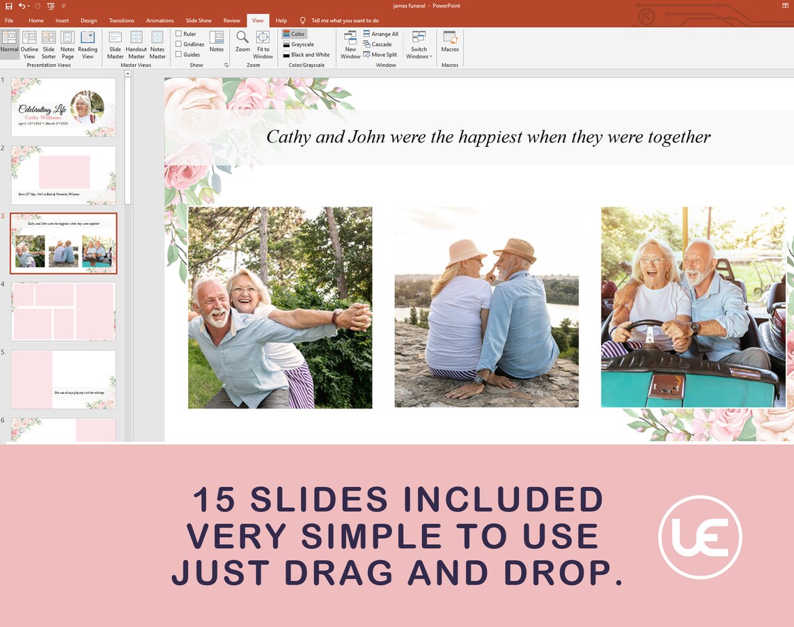 Funeral Powerpoint Slideshow Template, Pink Roses (digital Download) - Etsy