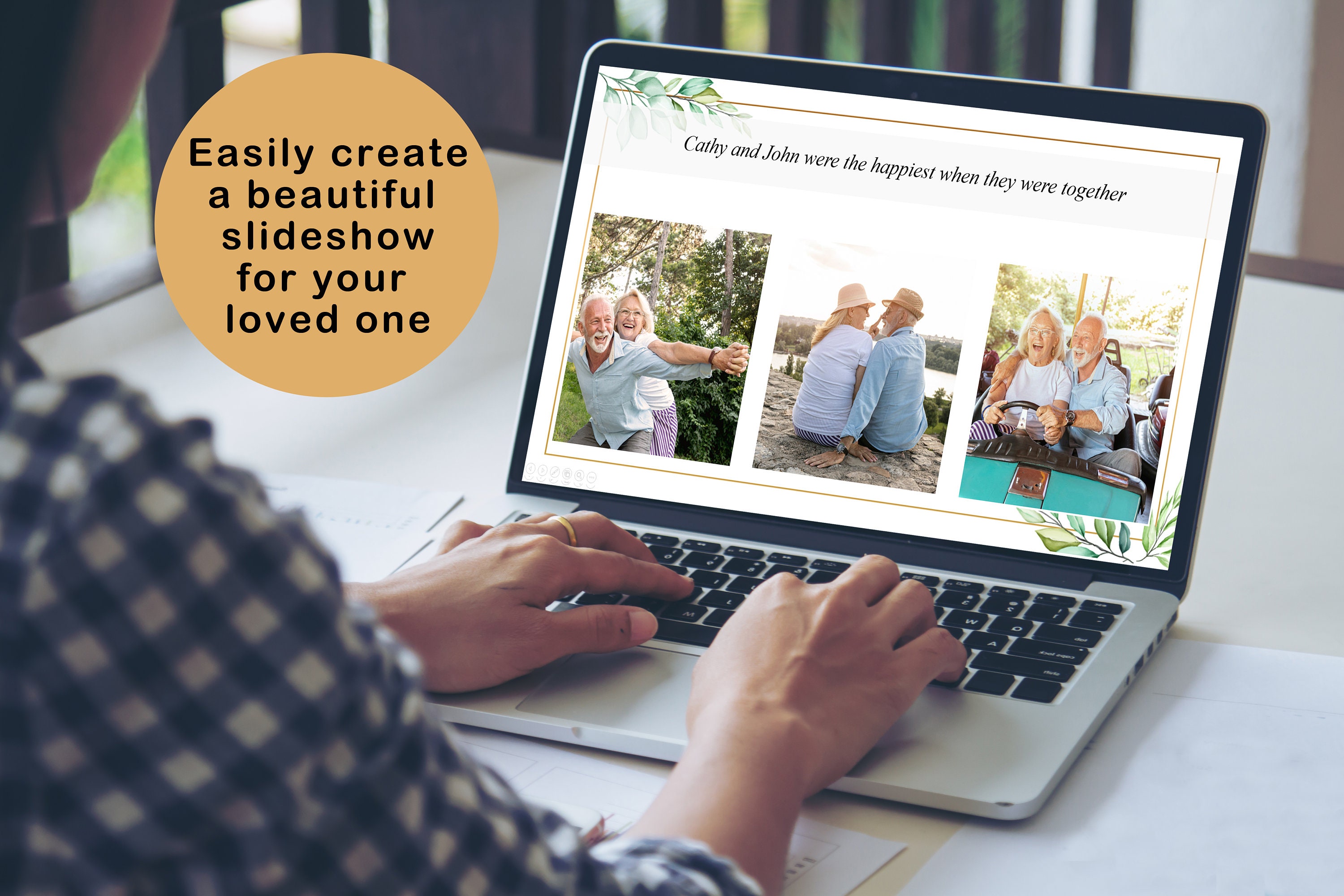 Funeral Powerpoint Template, Green Leaves Obituary (digital Download ...