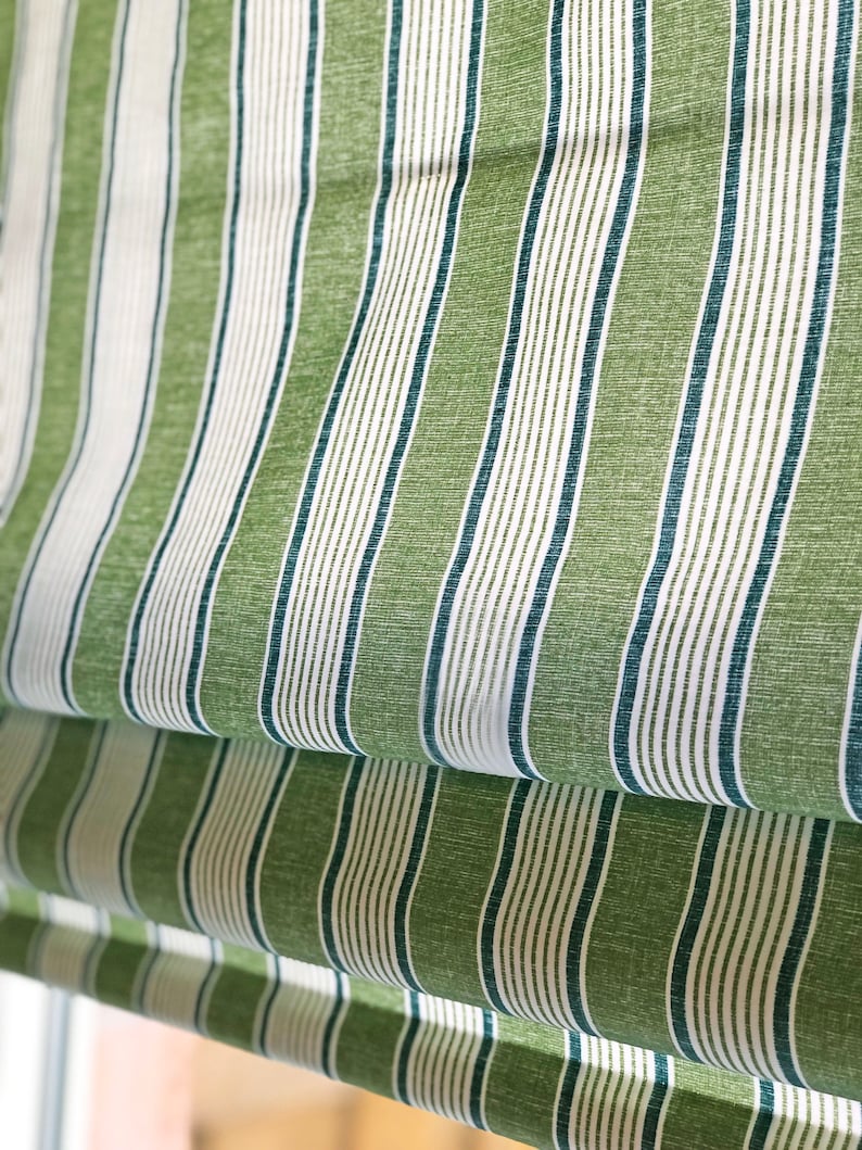 Roman Shade Greenery Stripe by Spoonflower, Custom Organic Cotton Shade ...