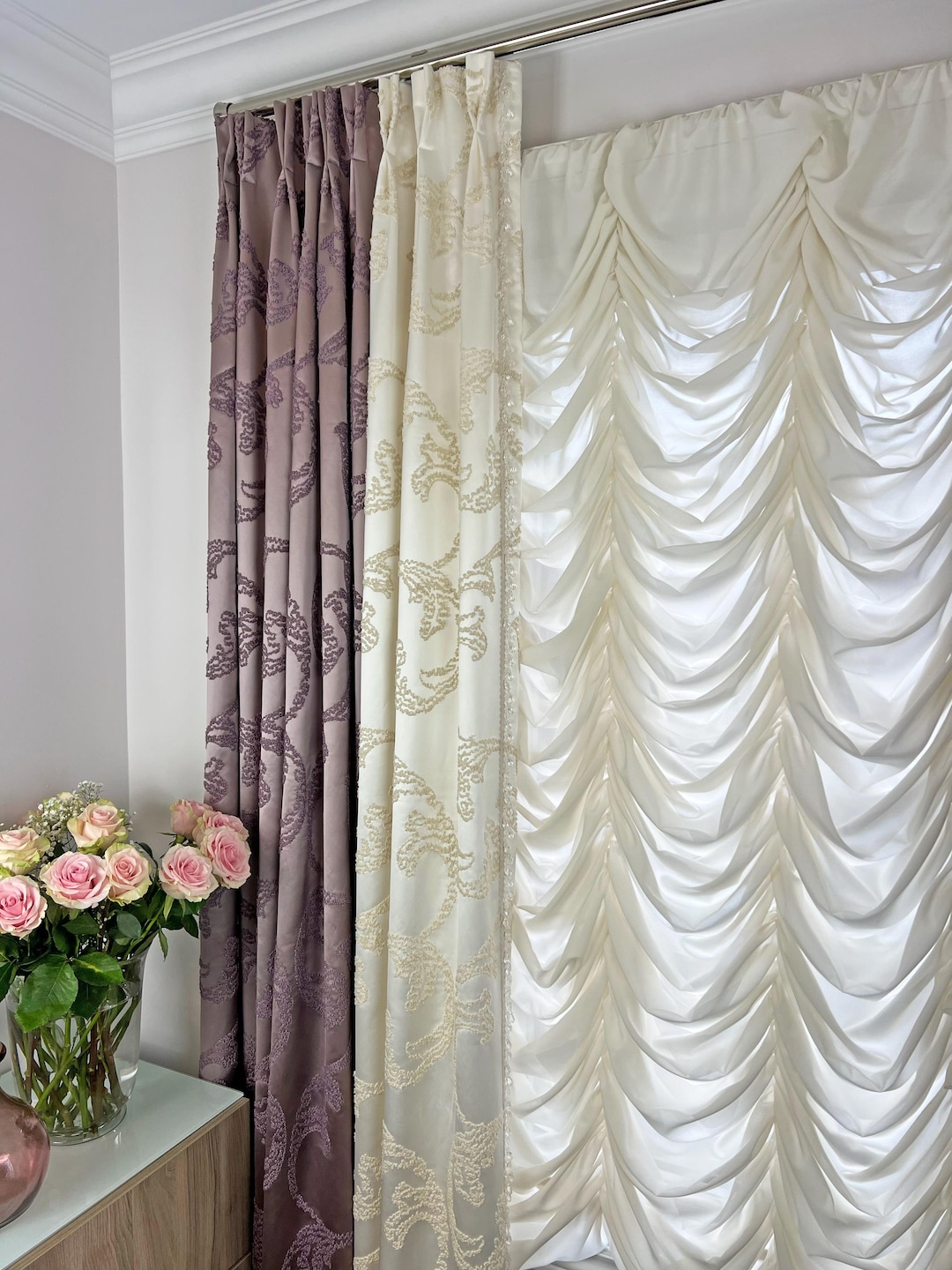 Custom Austrian Shade | Light Filtering Shade With Privacy Fabric ...