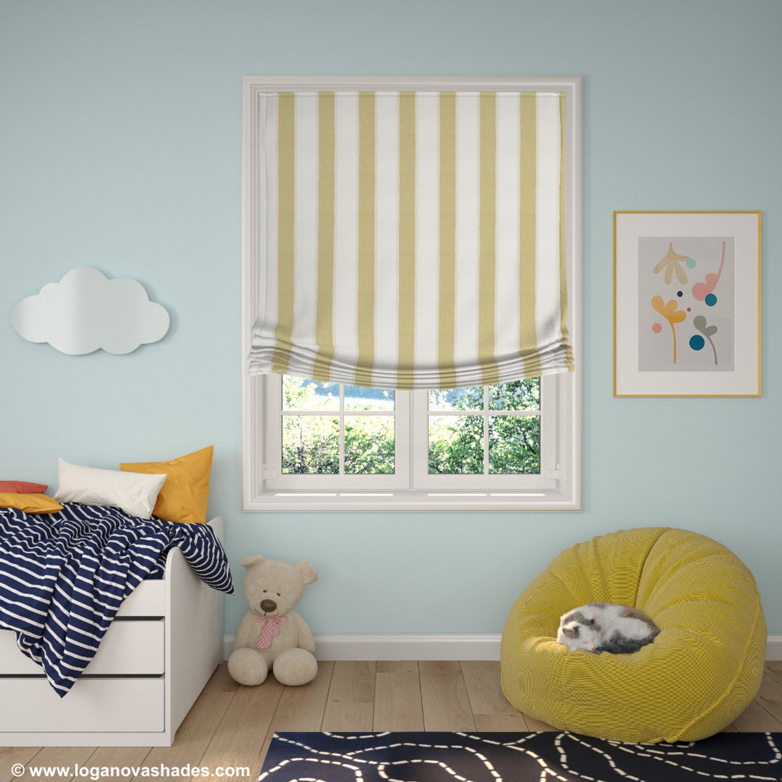 Custom Roman Shade "chamberlain", European Relaxed Roman Shade Custom ...