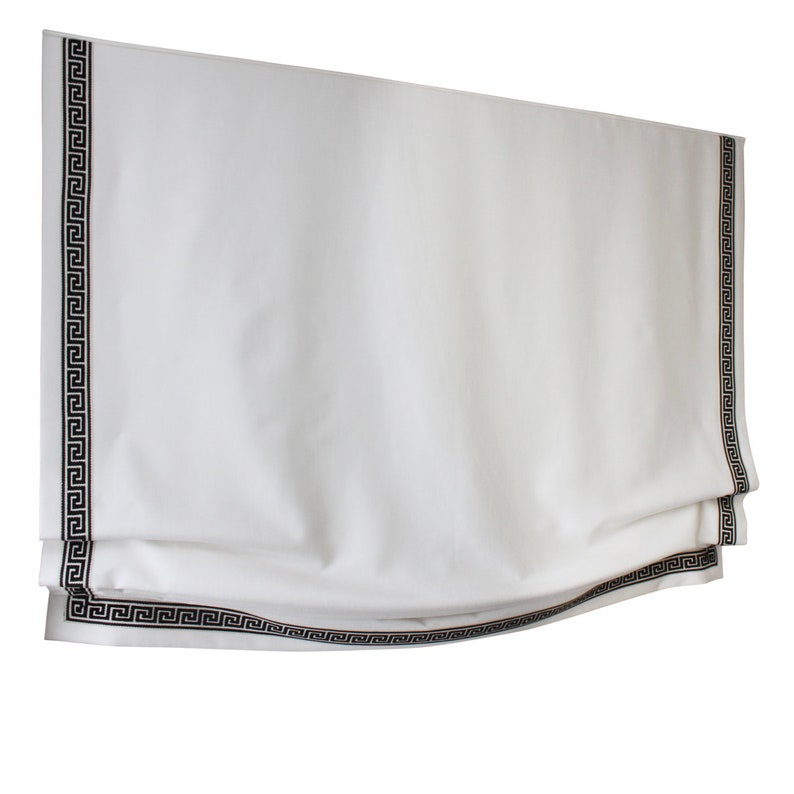 Custom Roman Shade cheval With Greek Trim, European Relaxed Roman Shade ...