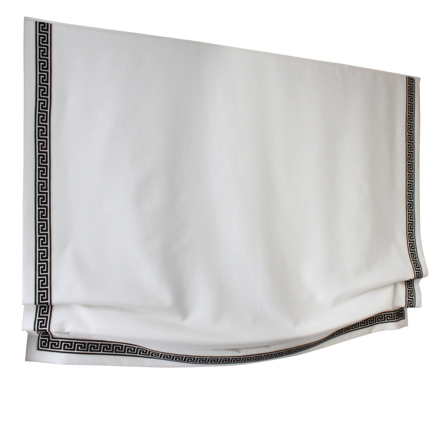 Custom Roman Shade cheval With Greek Trim, European Relaxed Roman Shade ...