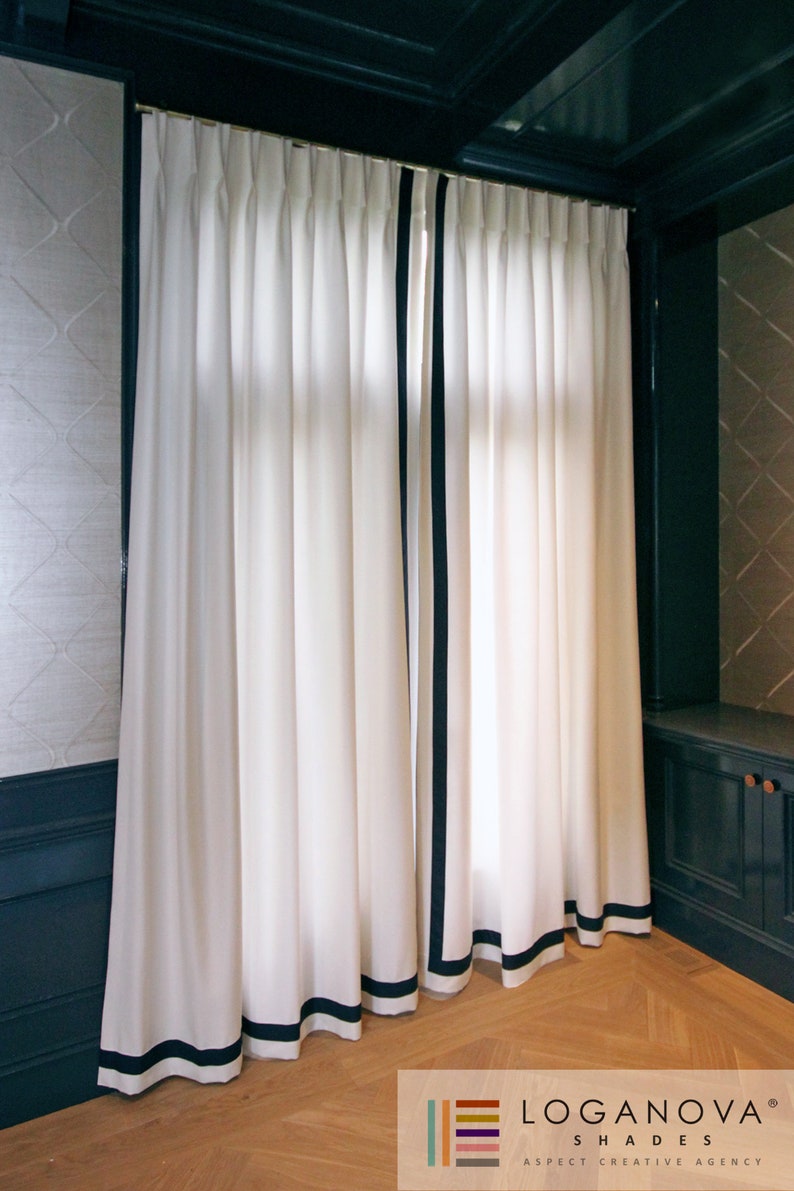 Custom Drapery Pinch Pleated Curtains Drapery With Borders - Etsy