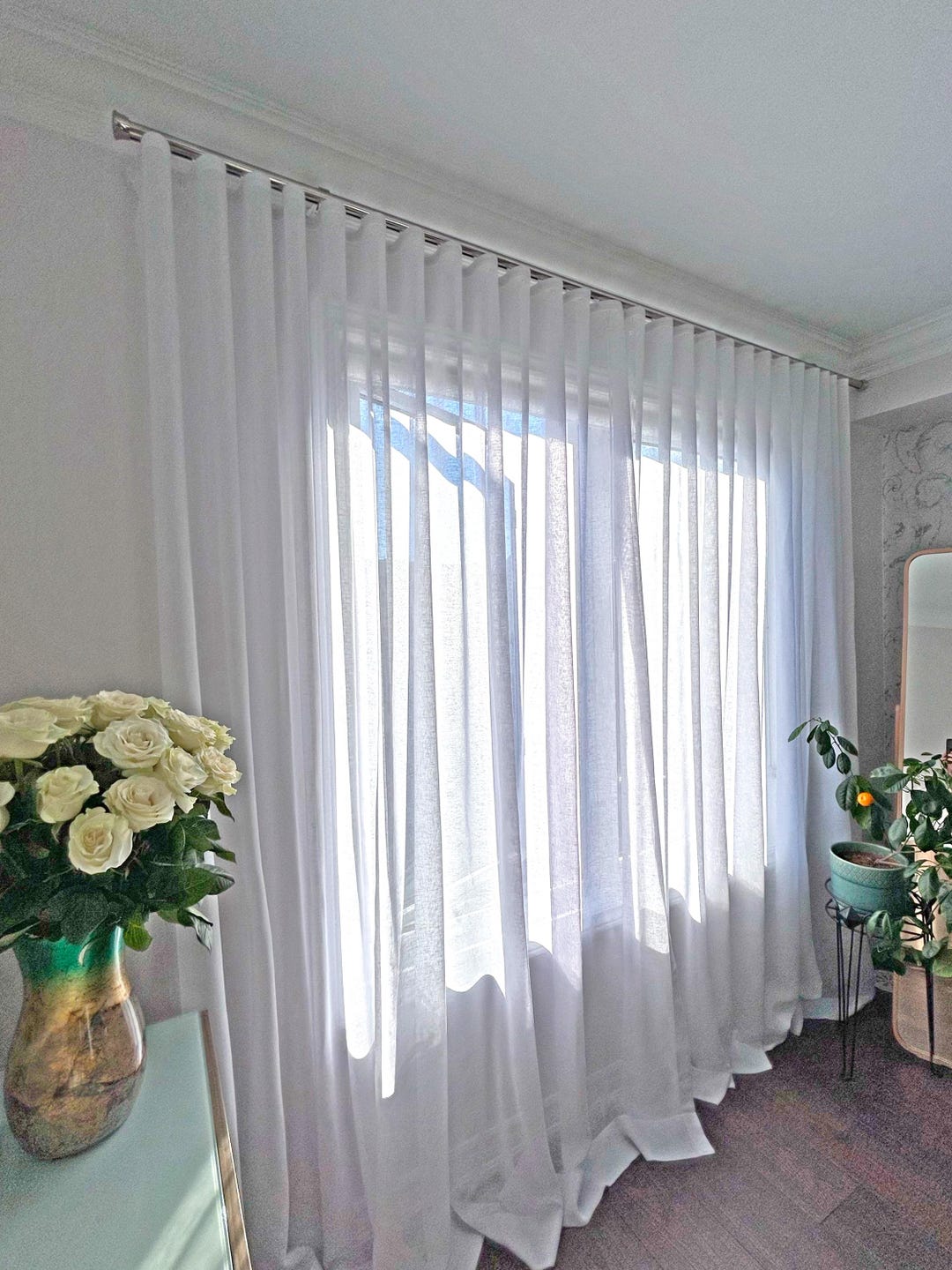 Custom Made Ripple Fold Style Sheer, Linen Sheer Drapery Shannon ...
