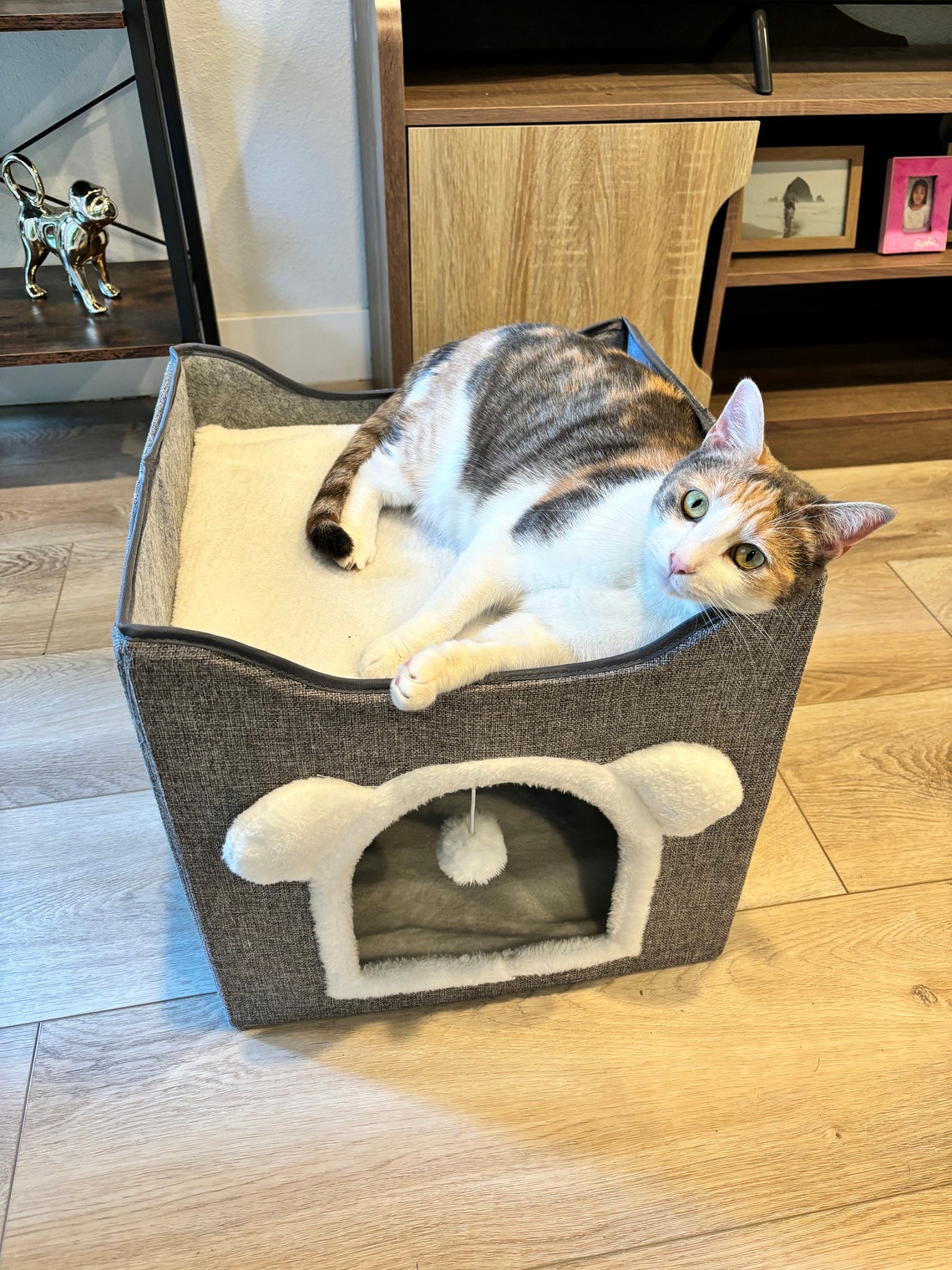 Multi Level Cat Bed | Cat Condo | Cat House With Scratcher and Toy Ball ...