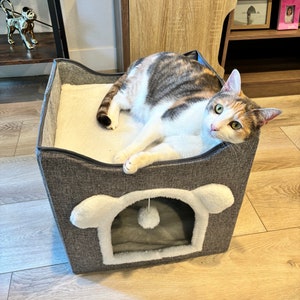 Multi Level Cat Bed | Cat Condo | Cat House With Scratcher and Toy Ball ...