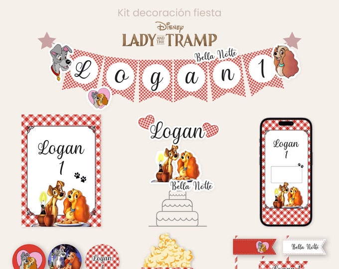 Lady and the Tramp Party Set Printable Printable Custom - Etsy